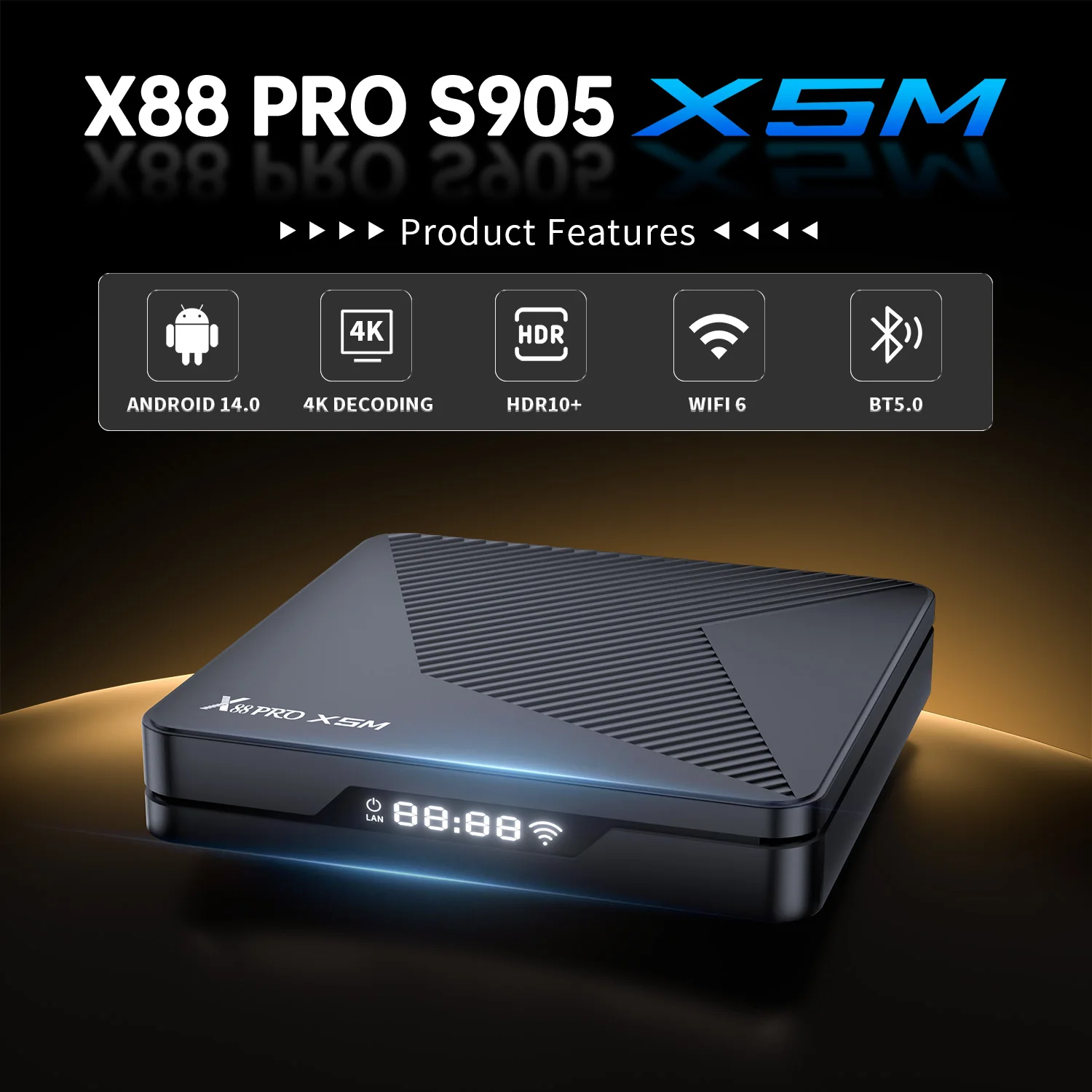 2025 X88 PRO X5M Amlogic S905X5M安卓14 AI电视盒4gb内存64gb只读存储器2.4G 5g双Wifi TVBOX 4k智能安卓盒机顶盒| Alibaba.com