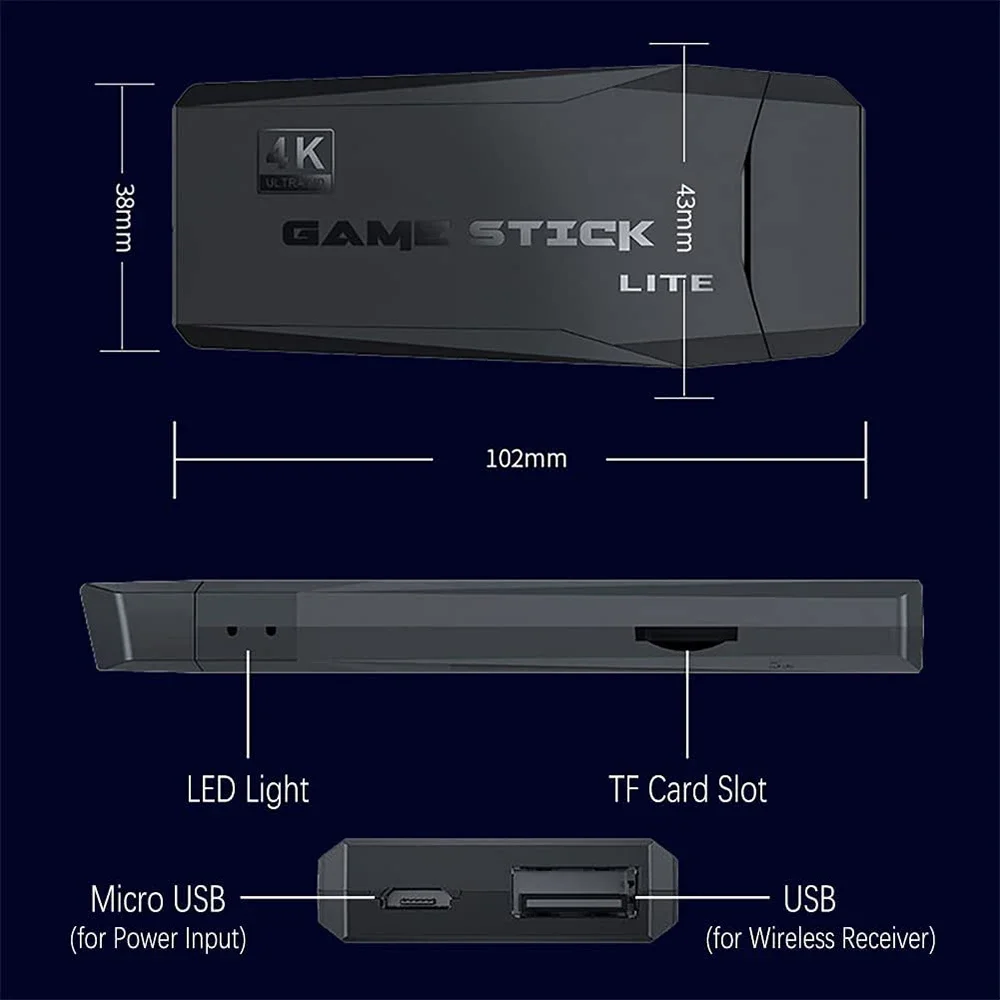M8-S Game Stick 4K 10000 3D Games 64GB HD Mini Consola Retro Video Game ...