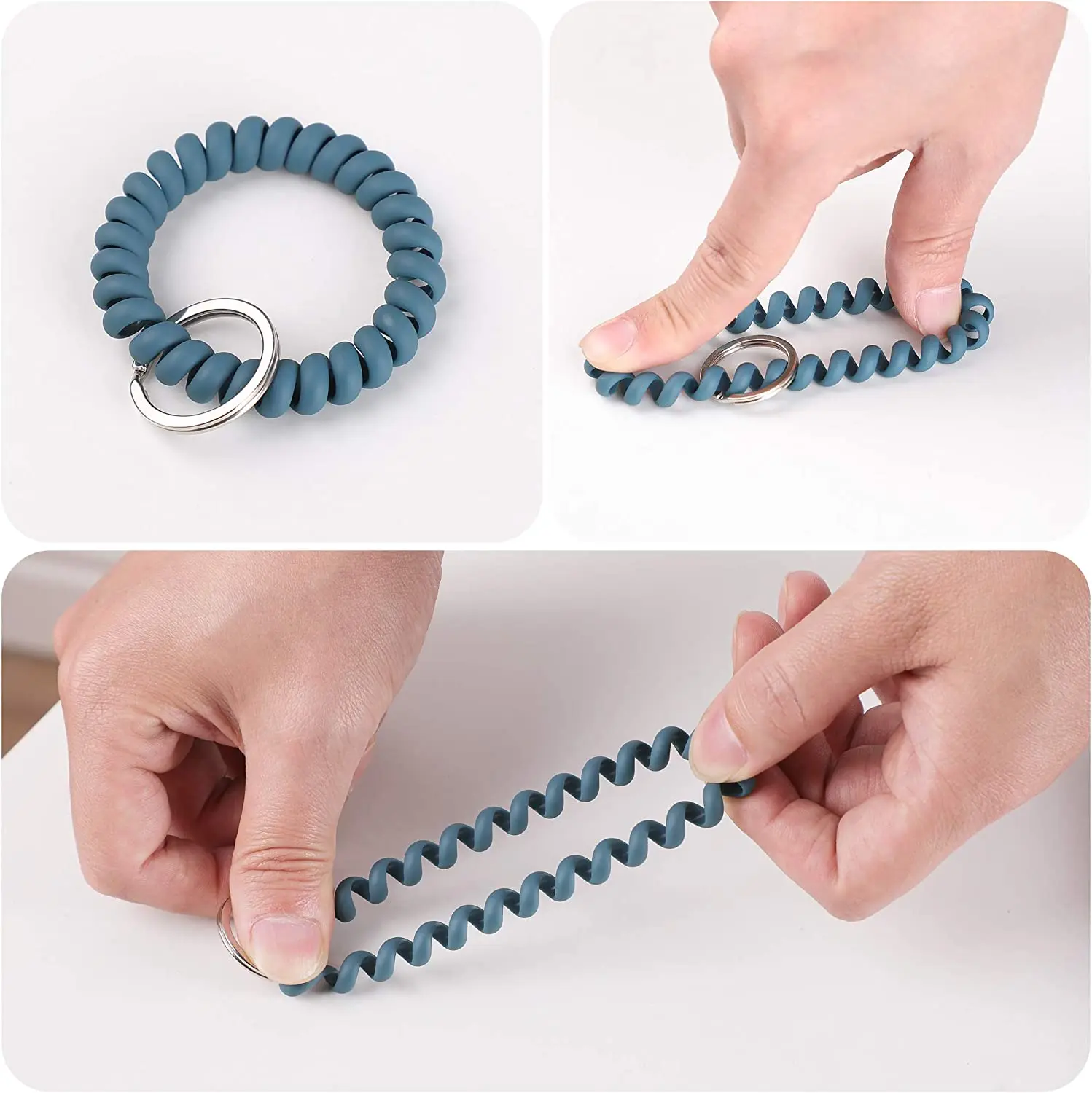 Wrist Strap Keychain Coil Plastic Spiral Key Holder Stretchy Wristlet ...