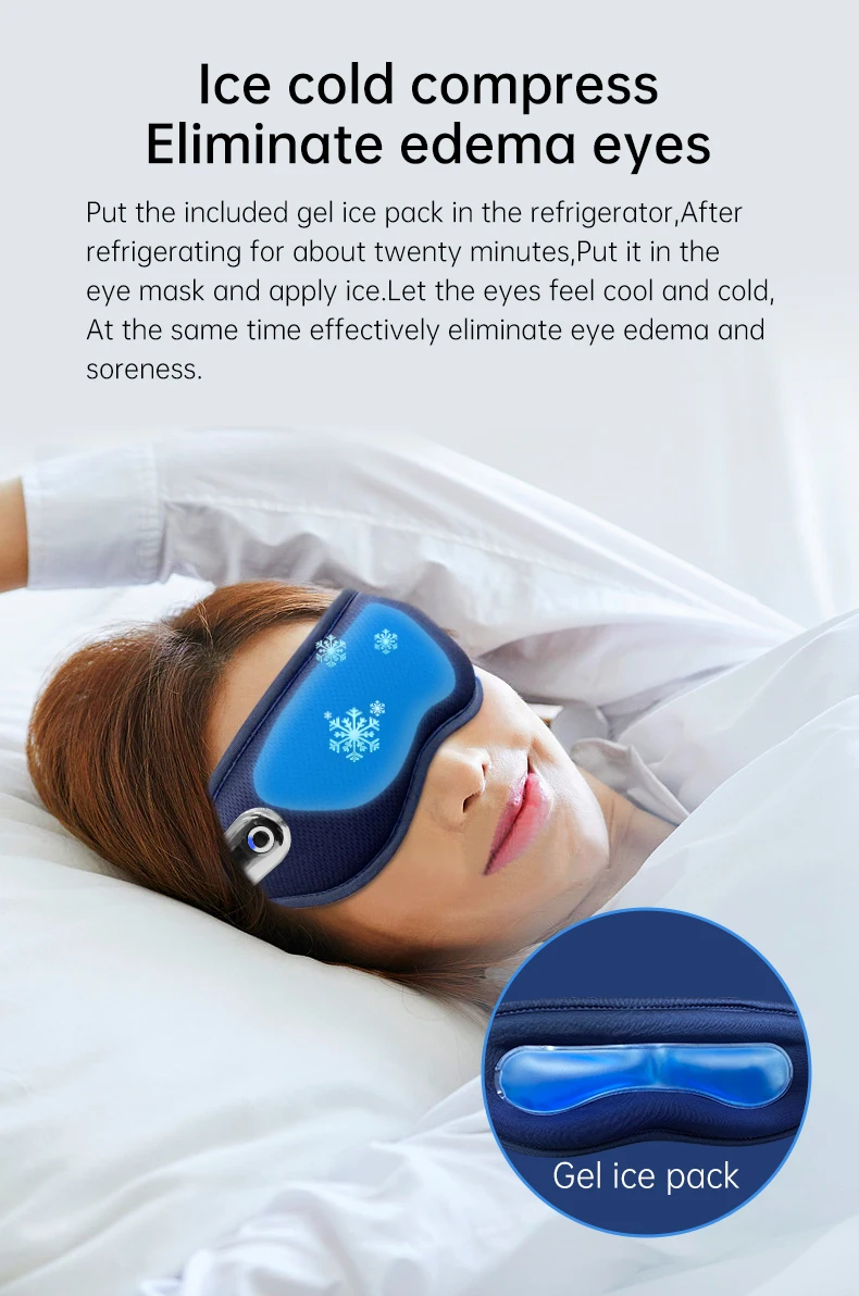 Hot&Cold Compress Eye Mask Vibration Foldable Rechargeable Electric Eye ...