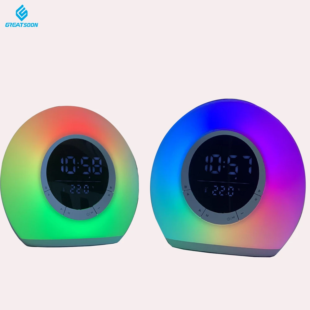 Alarm Lights Night Speaker Mini Led RGB Light Speaker Portable Alarm ...