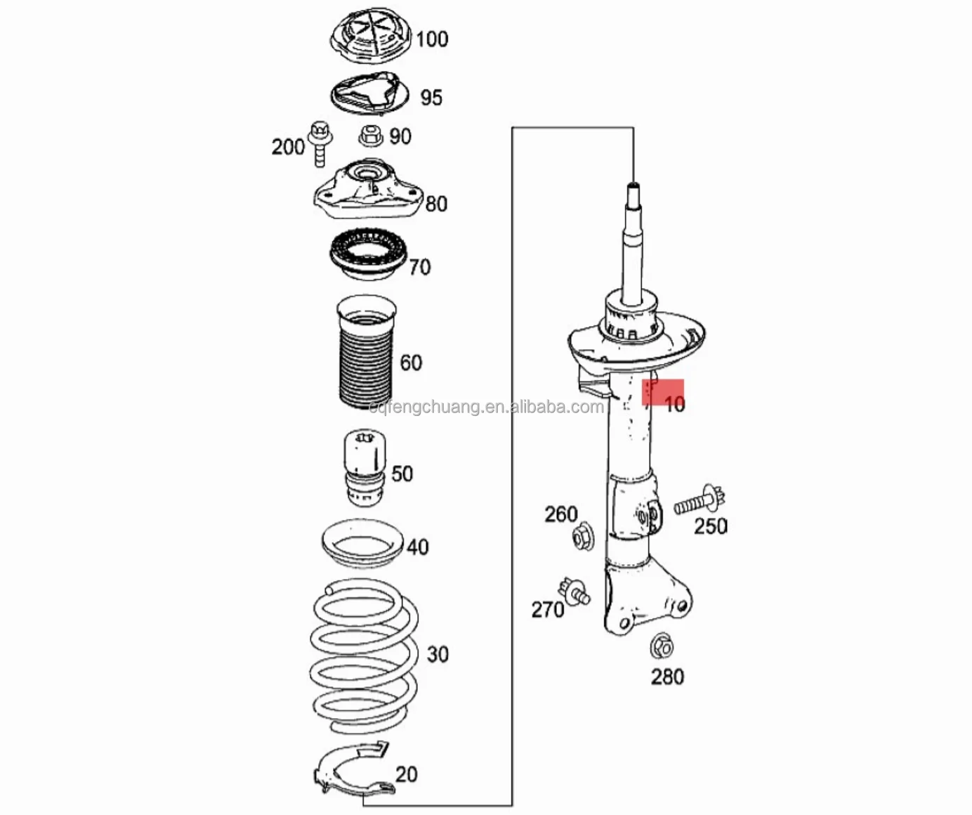 E-Class W212 Front Shock Absorber 2123237000 for benz Parts Suspension ...