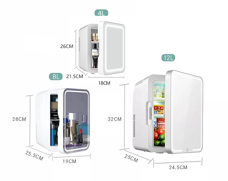 8L Mini Cosmetic Luxe Skincare Fridge Beautiful Refrigerator Mirrored ...