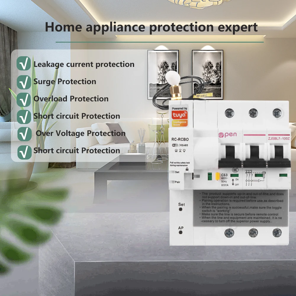 3P 4mod Wifi Energy Monitoring Circuit Breaker - Smart Control