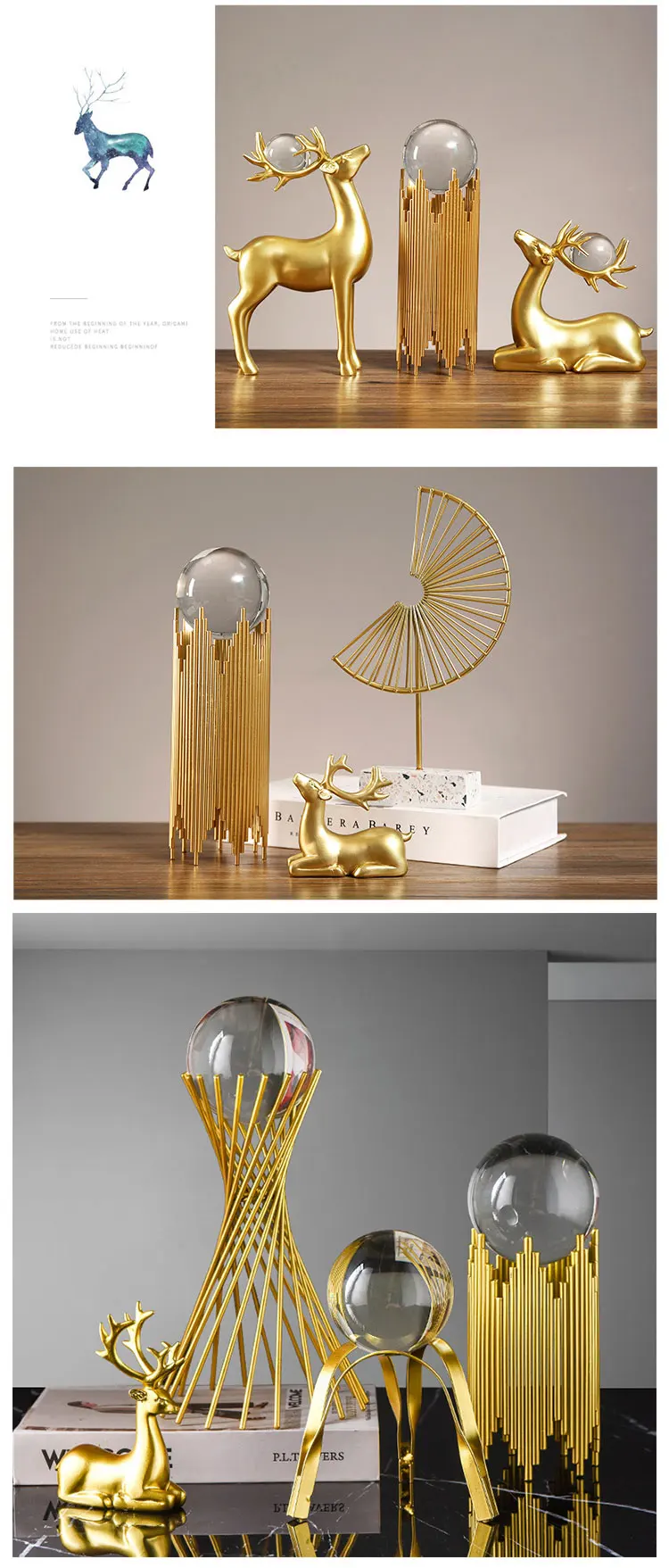 Home Decor Interior Modern Table Living Room Gold Deer Accessories ...