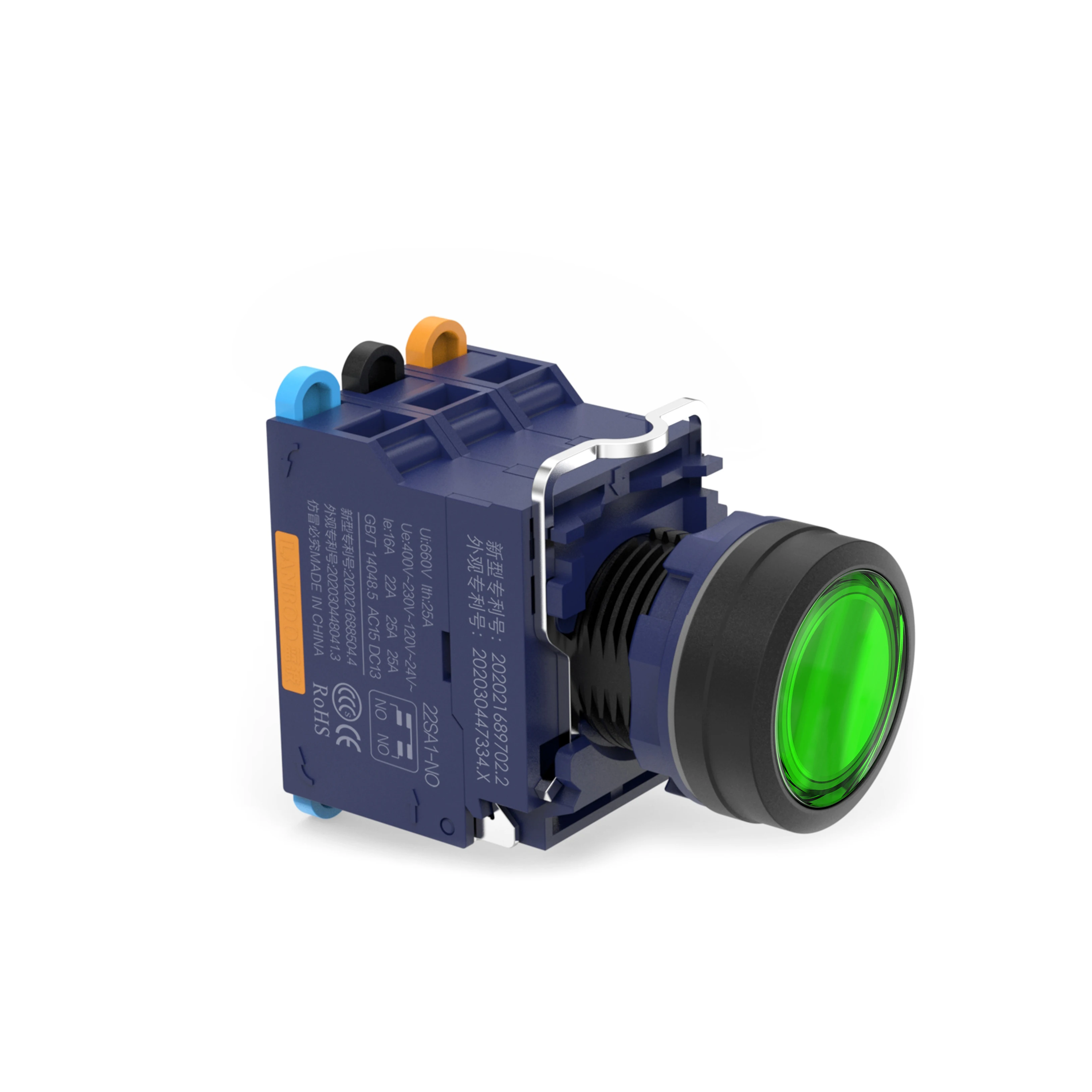 22mm illuminated momentary push button led 1NO waterproof round flat ...