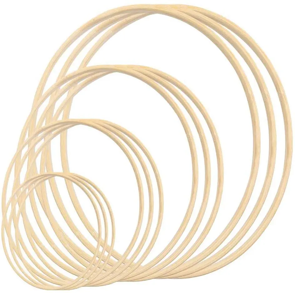 Wooden Bamboo Hoop Rings Macrame Floral Hoop Rings Wreath For Diy Dream ...