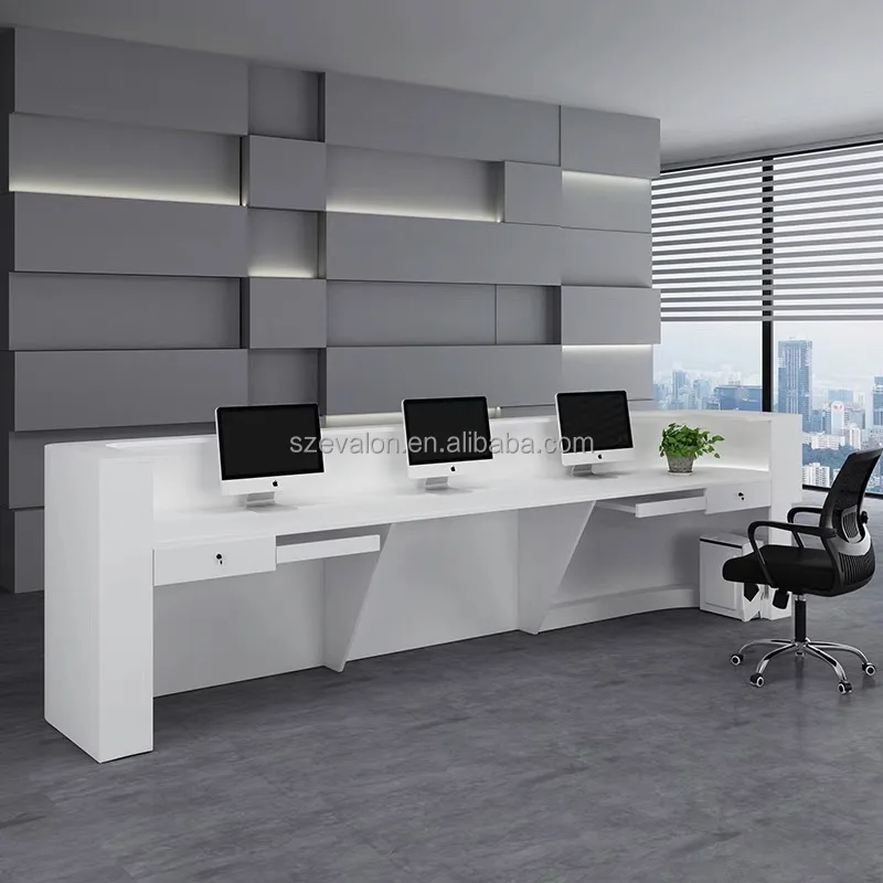 Modern extra Large Clinic Reception Counter Desk Luxury Wooden ...