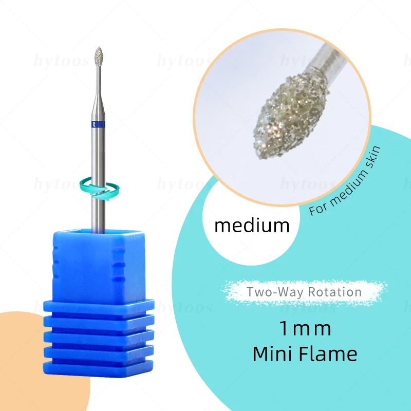 HYTOOS 1mm Mini Flame Cuticle Clean Nail Drill Bits Russian Diamond ...