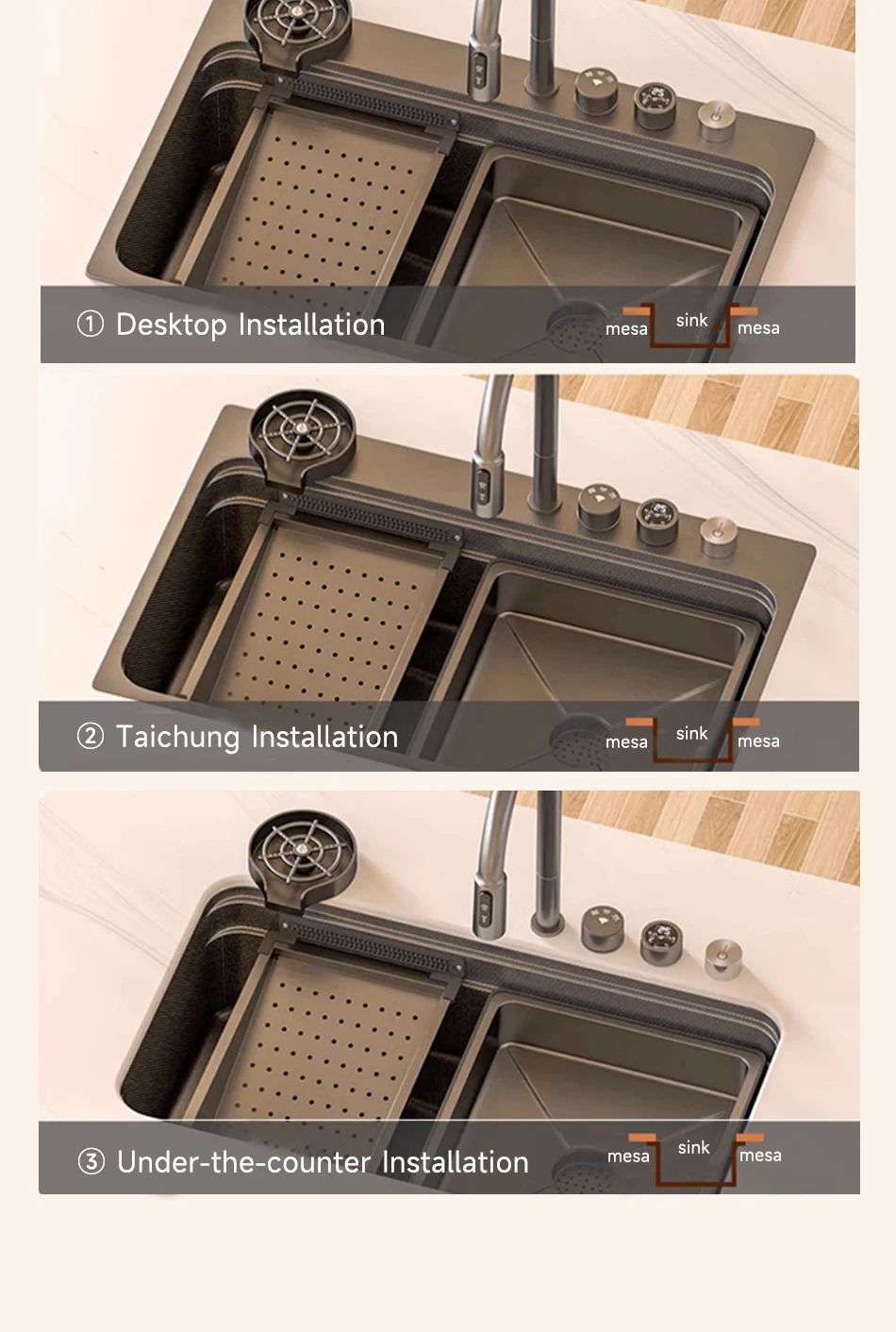 Kot Modern Luxury Smart Multifunction Waterfall With Digital Display ...