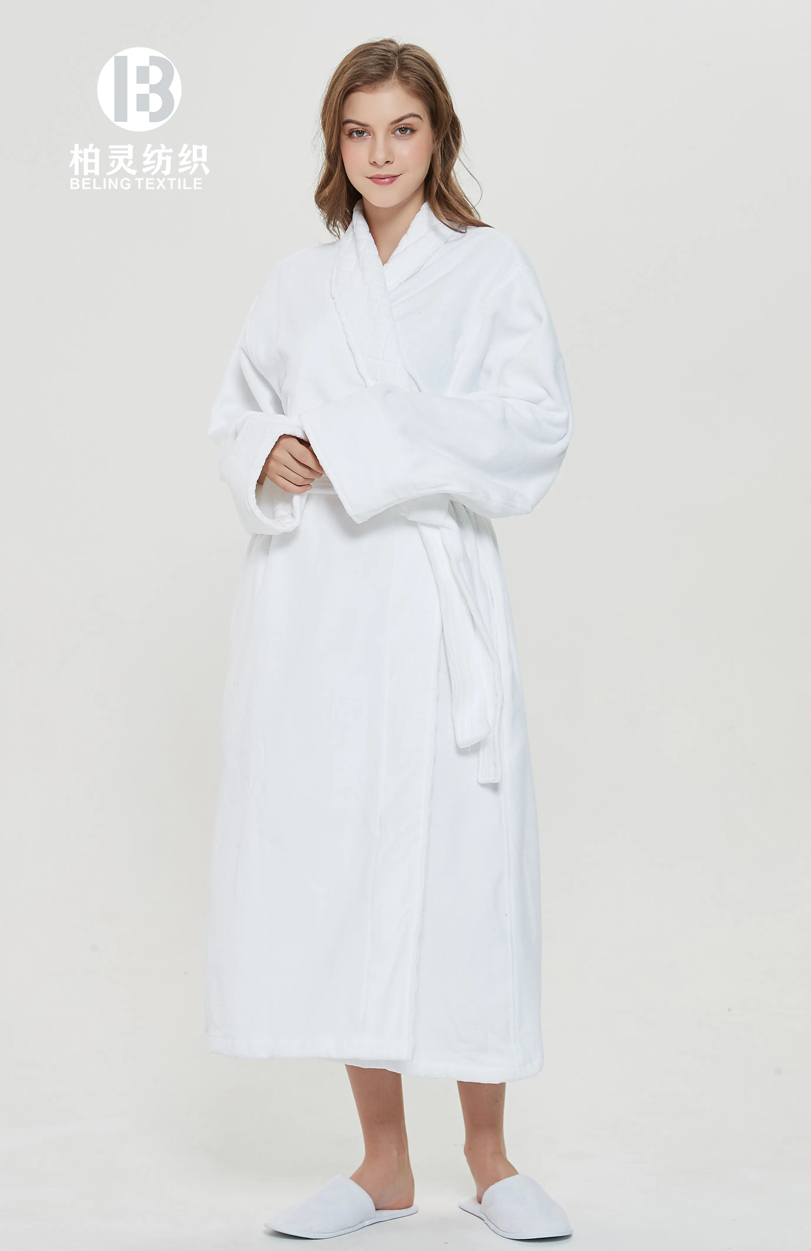 Wholesale Luxury Hotel White Velvet Bathrobe Terry Velour Spa Robe ...