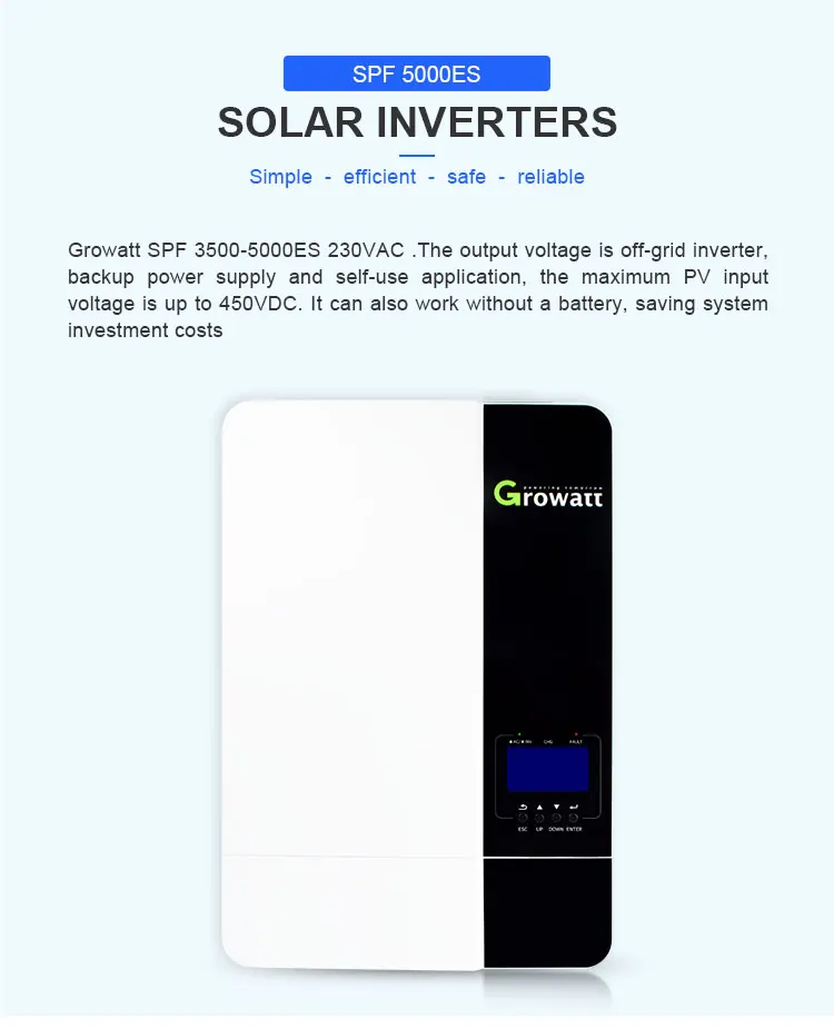 Growatt Spf 5000 Es Inverter 5000w Off Grid Solar Inverter 5000w 3kw Solar Dc To Ac Power ...