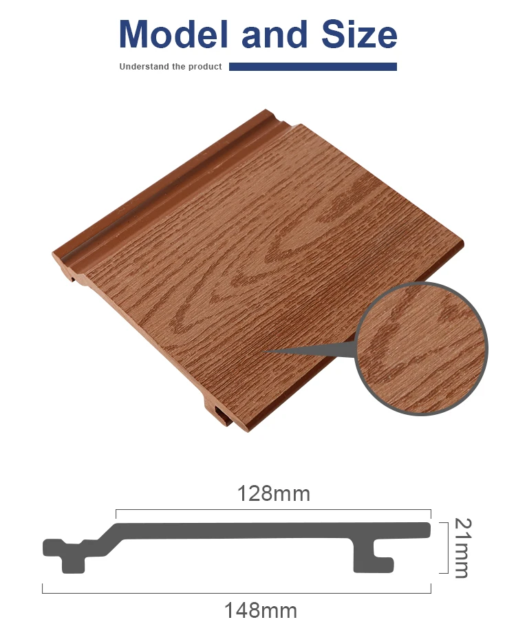 Outer Wpc Wall Panel 3d Embossed Wooded Texture Cladding Timber Plain ...