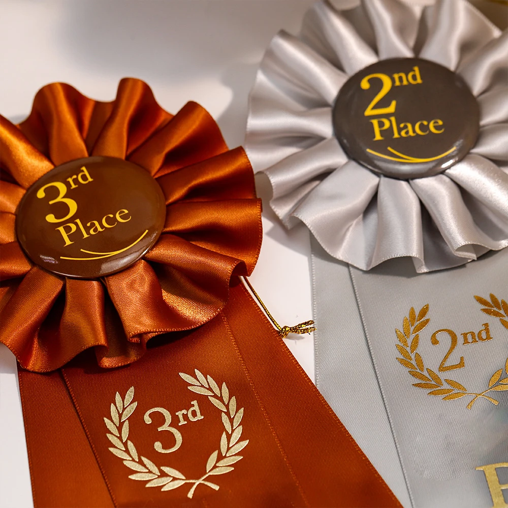 Custom Print Logo Satin Rosettes Ribbons Awards For Olympics Swimming ...