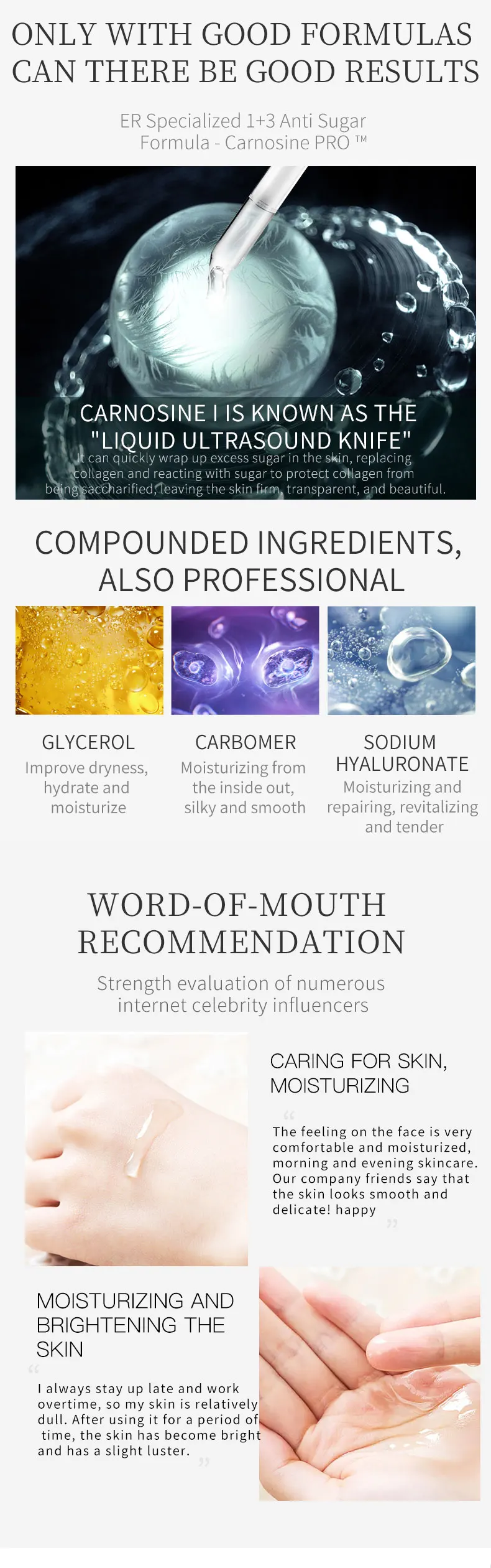 Private Label Carnosine Anti-Aging Serum with Hyaluronic Acid