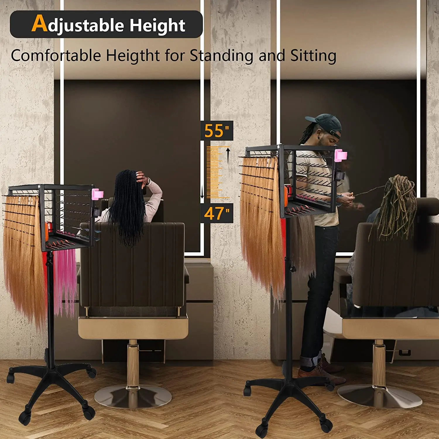 Factory Custom Hair Product Shop Custom Design Lockable Metal Wire Wig ...