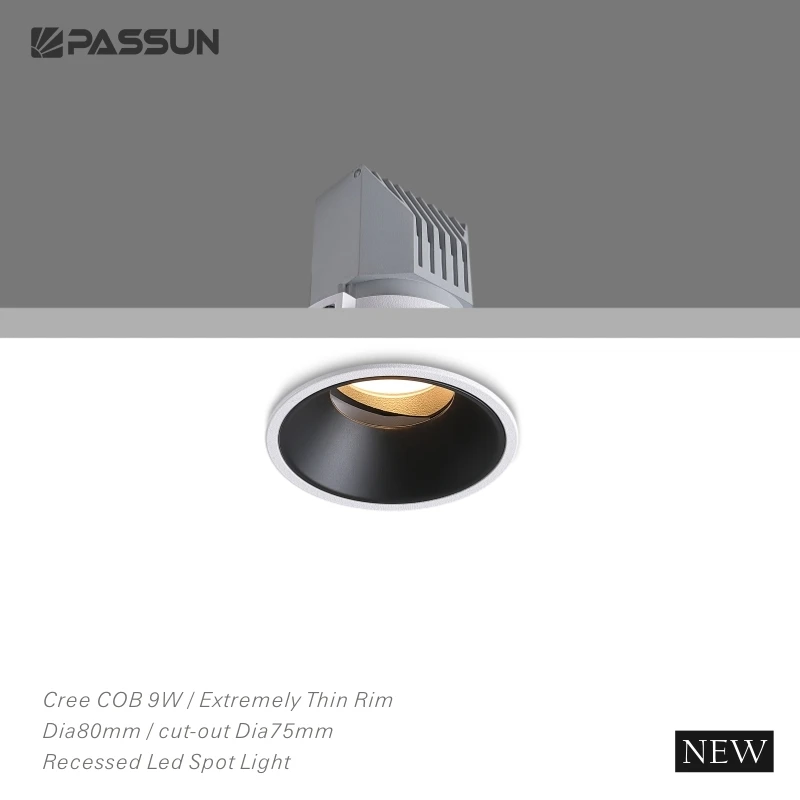 White Painting Casing+black Light Shield 9w Dia80x95mm Led Recessed ...