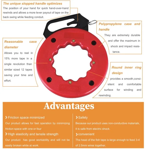 Flexible FRP Casing Puller - 4mm 30m 50m 60m 75m Cable
