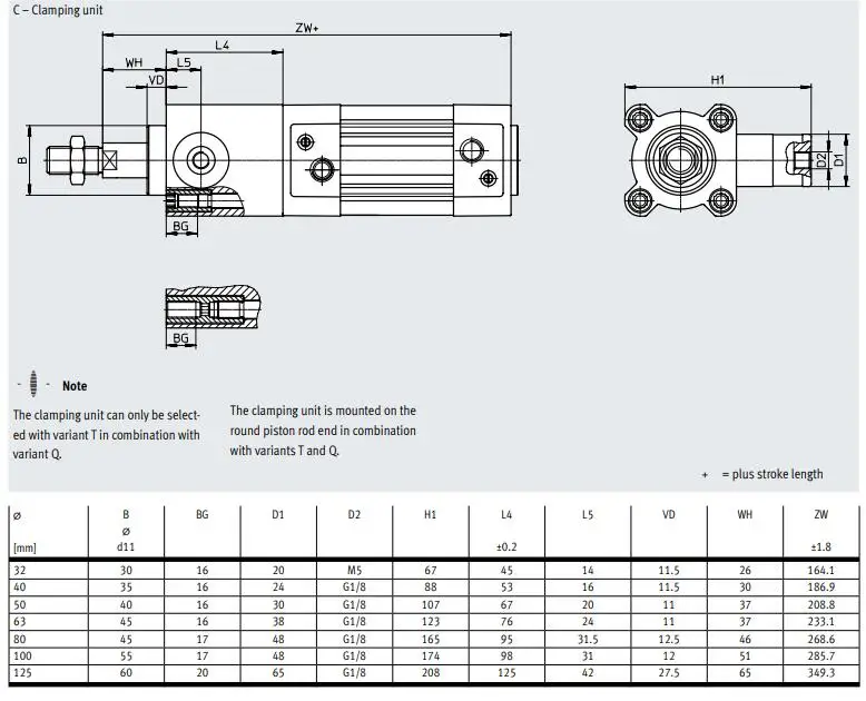 Standards-based Cylinder with Clamping Unit DSBC-C DSBC-80