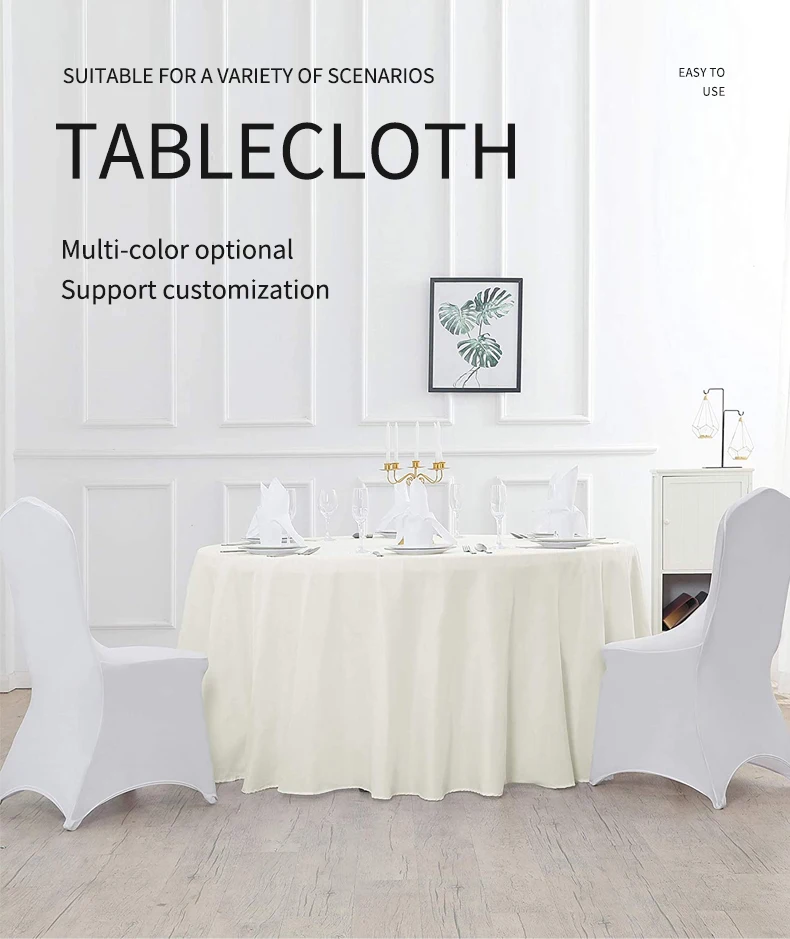 Wholesale Polyester Custom White 120 Inch Round Tablecloth
