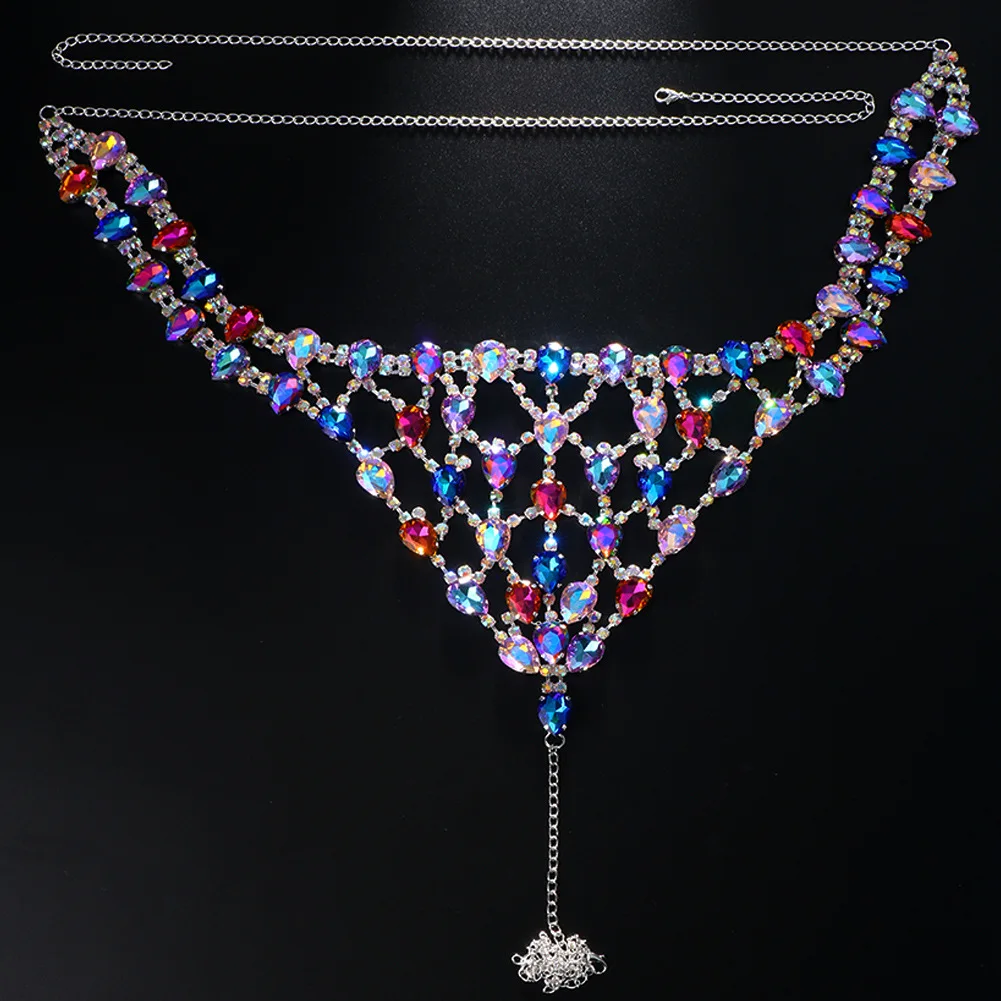 Shiny Multi Gold Plated Party Night Club Shine Ab Color Rhinestone Set