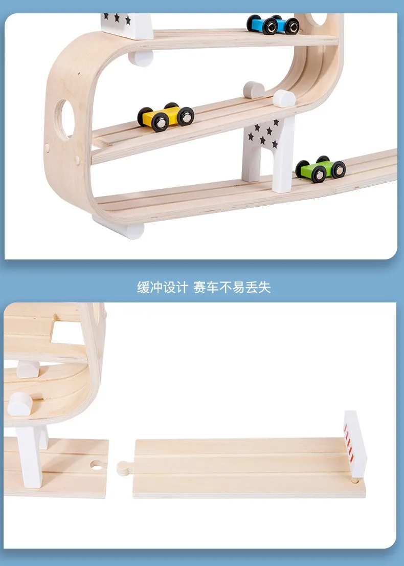 Wooden Ramp Racer Car Race Track Wooden Toys Car Ramp Race Set For ...