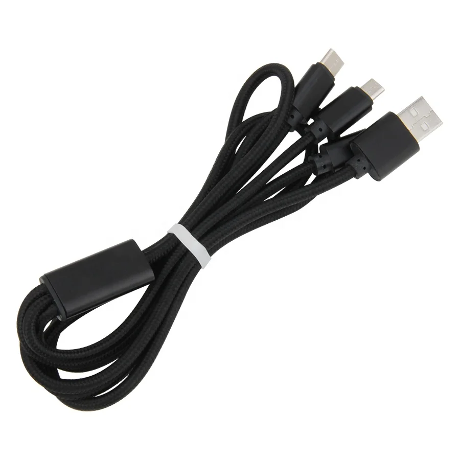 Nylon 1.2m Charge Cable Universal 3 in 1 Multi USB Phone Charging Cable ...