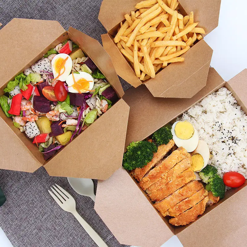 Whit Window Fast Food Box Packaging Takeout Kraft Paper Kraft Paper ...