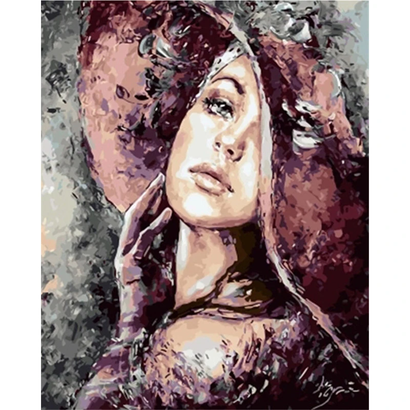 Acrylic Painting By Numbers Woman Canvas Drawing Portrait Ready Frame ...