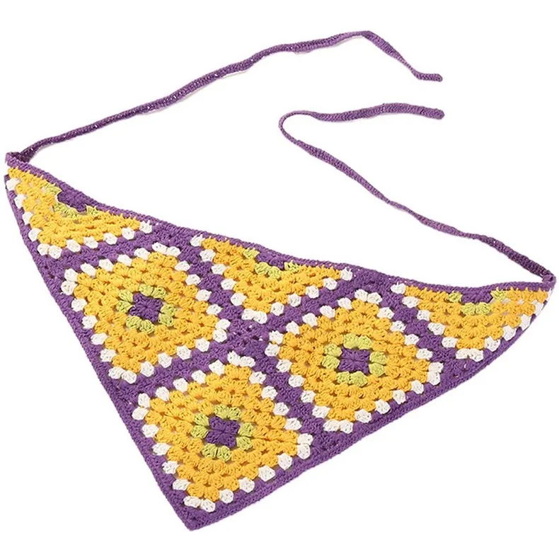 Y2K Hair Accessory - Triangle Bandana Turban Crochet Scarf