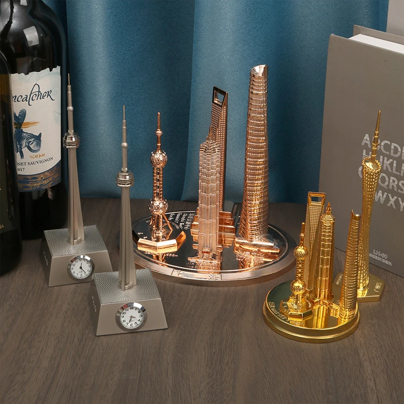 Custom Luxury 3D Antique Brass Metal Twin Towers Oman Model