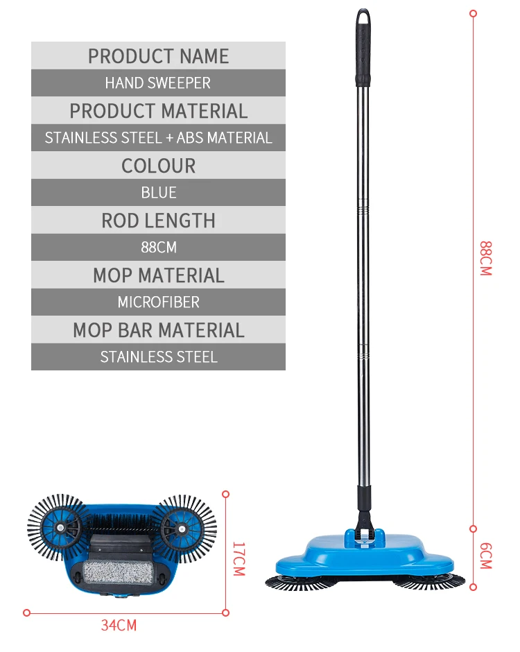 Manual Hand Push Rotating Lazy Plastic Indoor Magic Broom Sweepers with ...