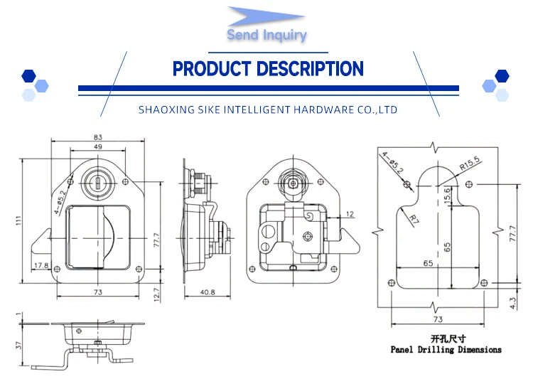 Stainless Steel Sus304 Flush Mount Truck Toolbox Door Locks Paddle ...