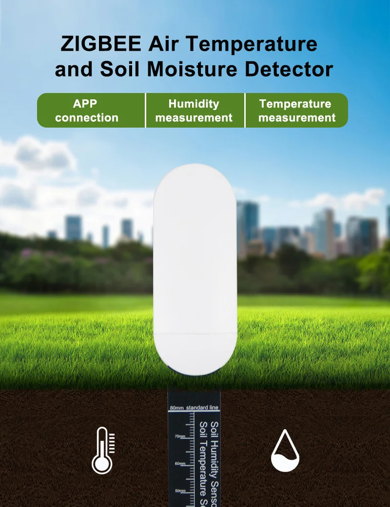 Smart Zigbee Soil Temperature Moisture Sensor Moisture Meter for Plants ...