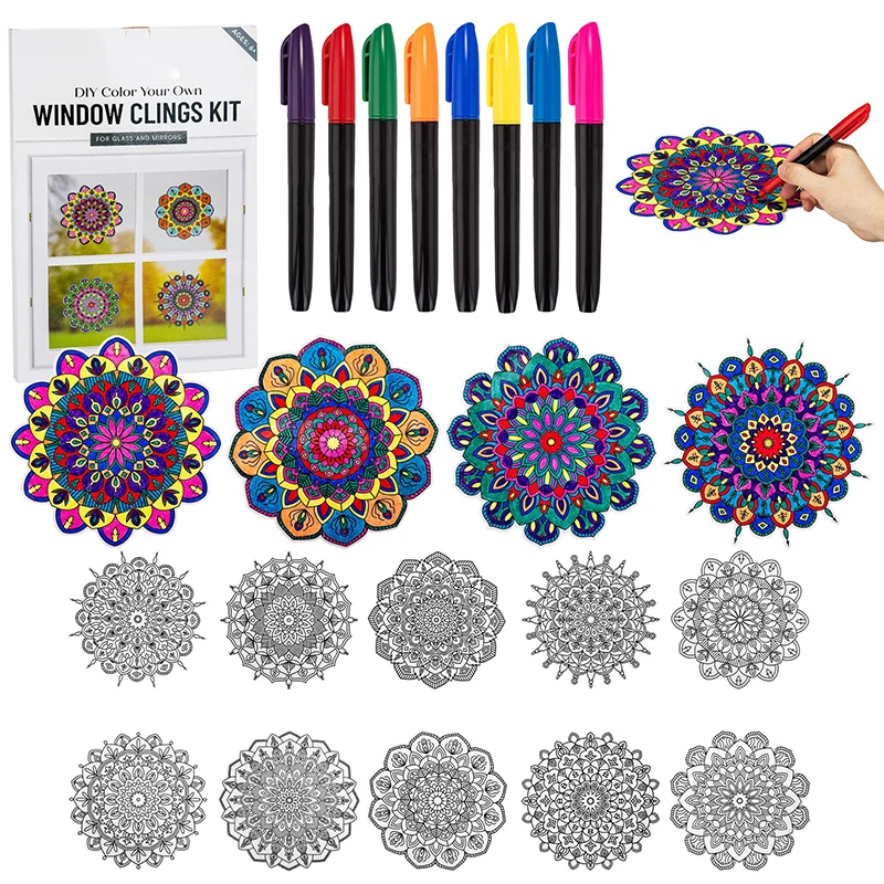 Hot Drawing Sets Diy Window Clings Includes Markers Ideal Gift For ...