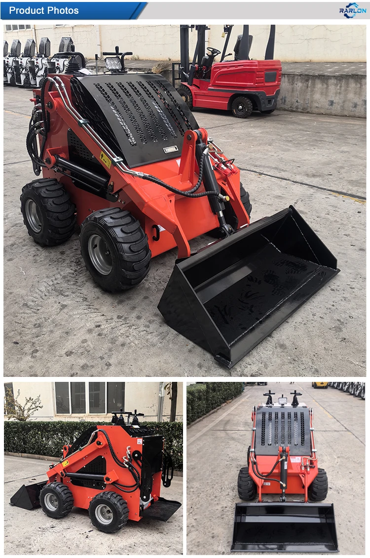 400Kg Loading Weight 4x4 Wheel Skid Steer Loader With Multi-function ...