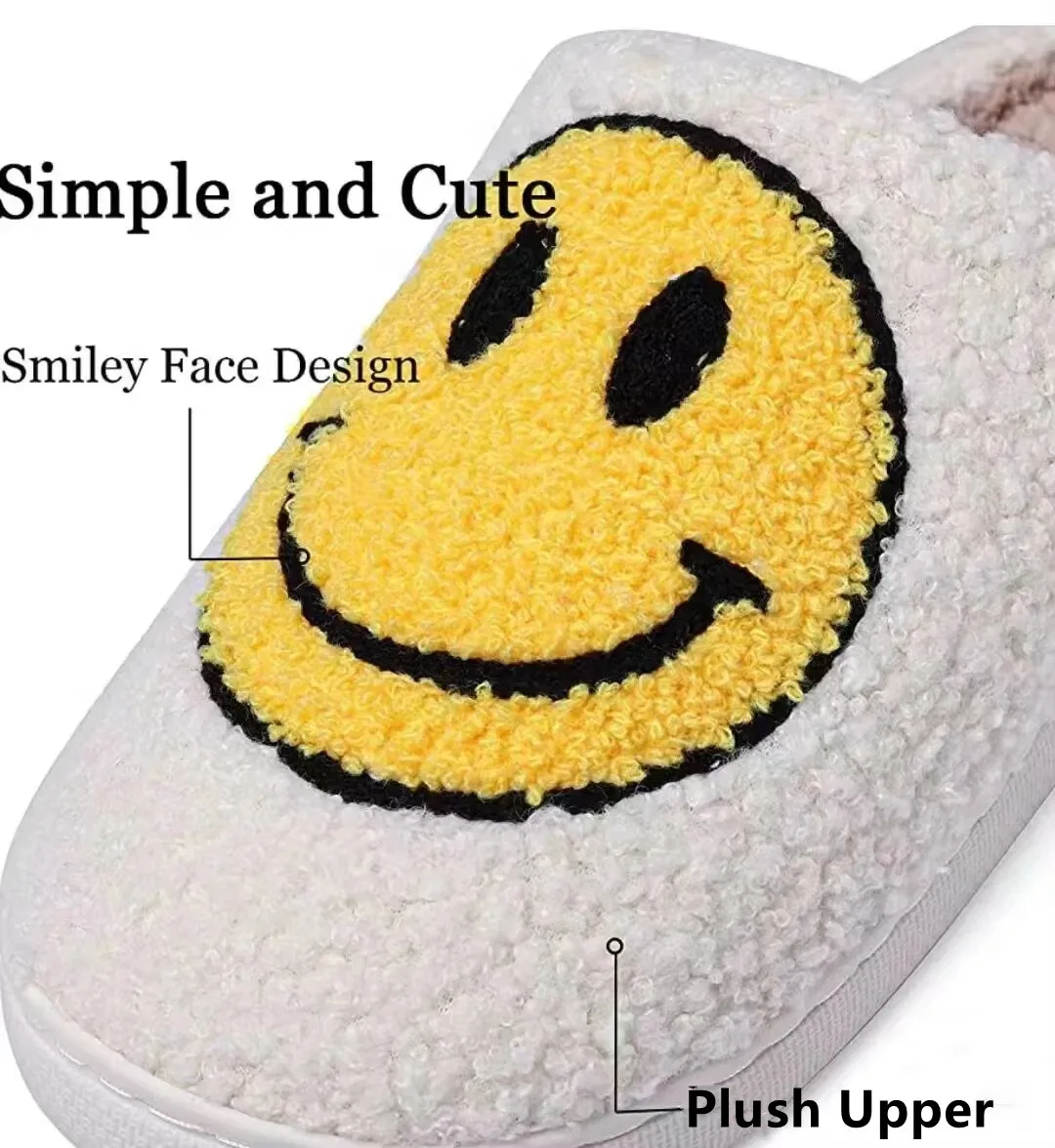 New Happy Smile Smiley Face Slippers Lightning Eyes Bolt Hot Pink ...