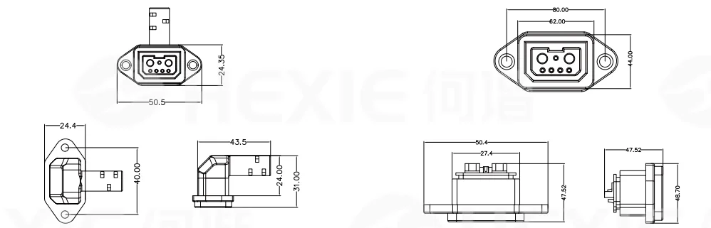 35A High Current Connector for Ebike Battery 2+5 Pin