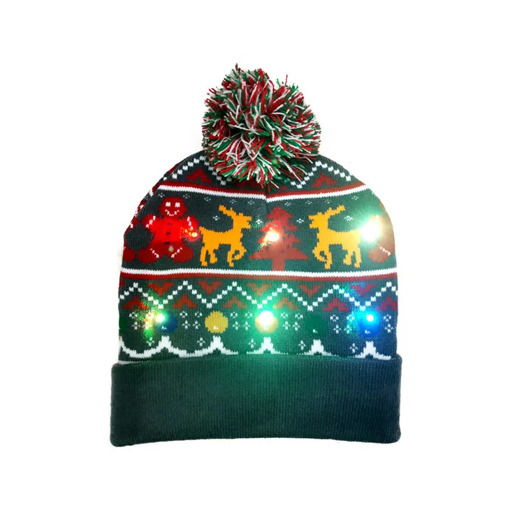 New Led Christmas Knitted Hat Christmas Knit Hat Outdoor Warm Santa Hat ...