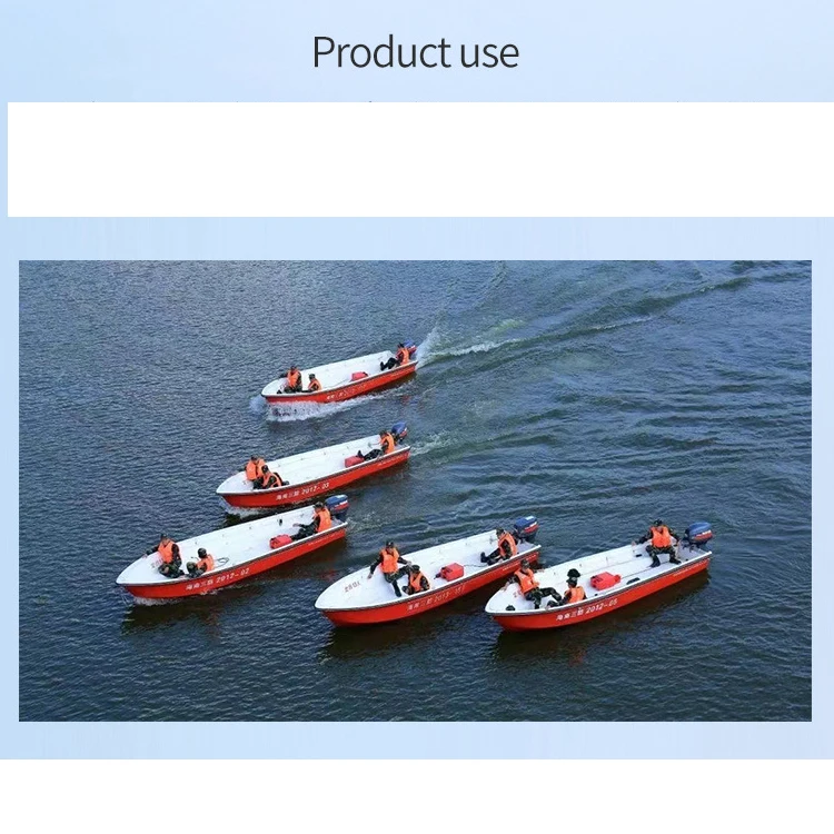 4m Orange Fiberglass Assault Boat - Fast Rescue Speedboat