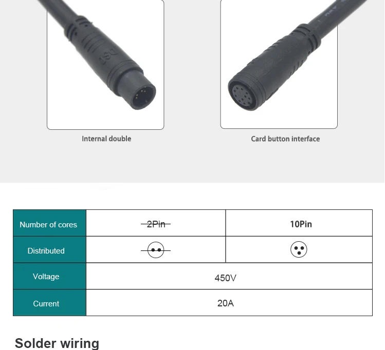 M10 Plug Mini Male Female Butt Solar M10 Waterproof Wire Light With M12 ...