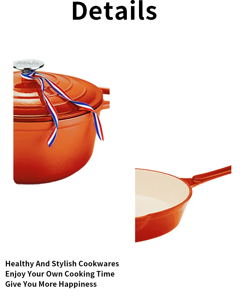 Color Iron Cast Cookware Enamel Casserole Cookware Deep Round Covered ...