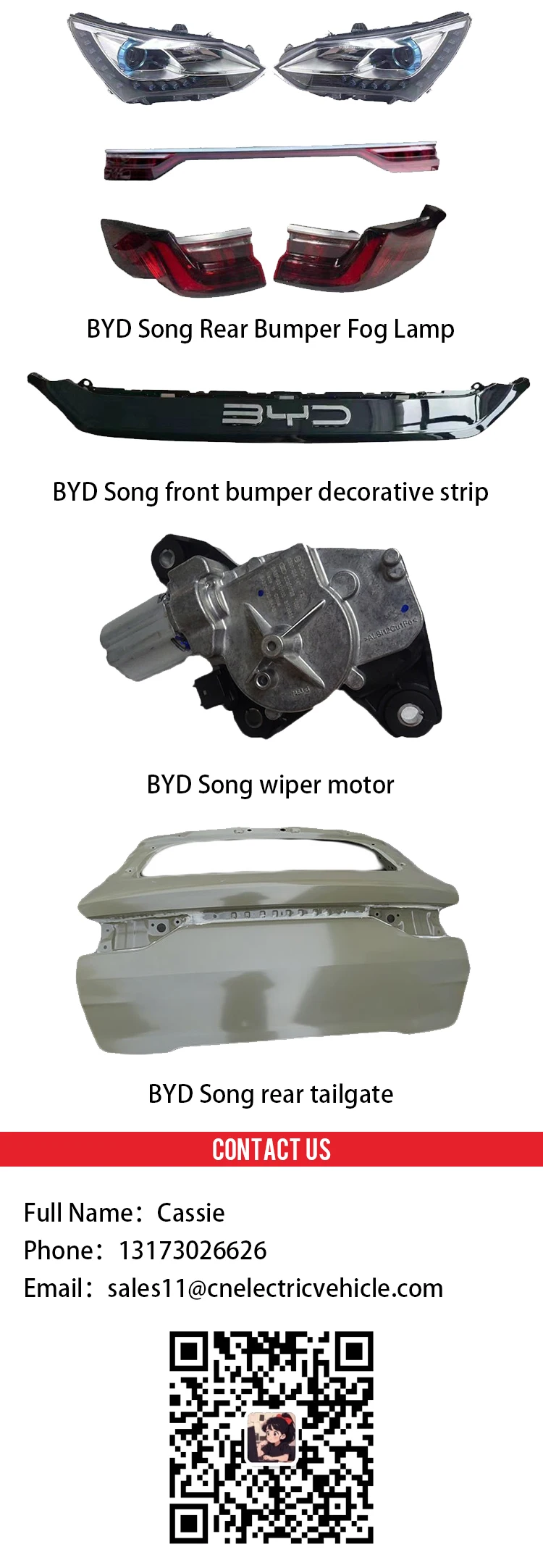 Electric Car Auto Byd Spare Parts Accessories Byd Song Plus Ev ...