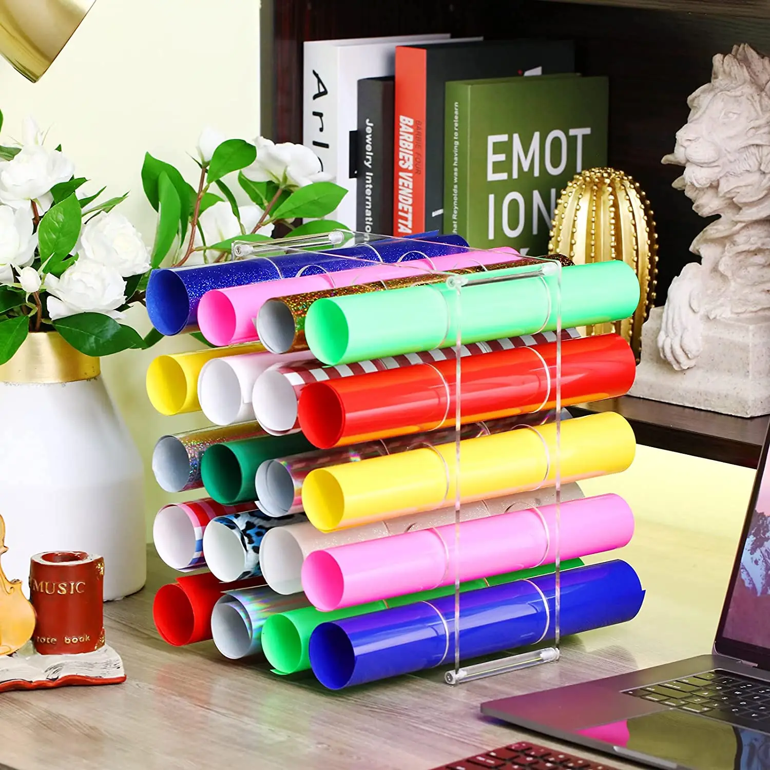 20 Holes Vinyl Roll Holder Acrylic Storage Organizer Multiple Large ...