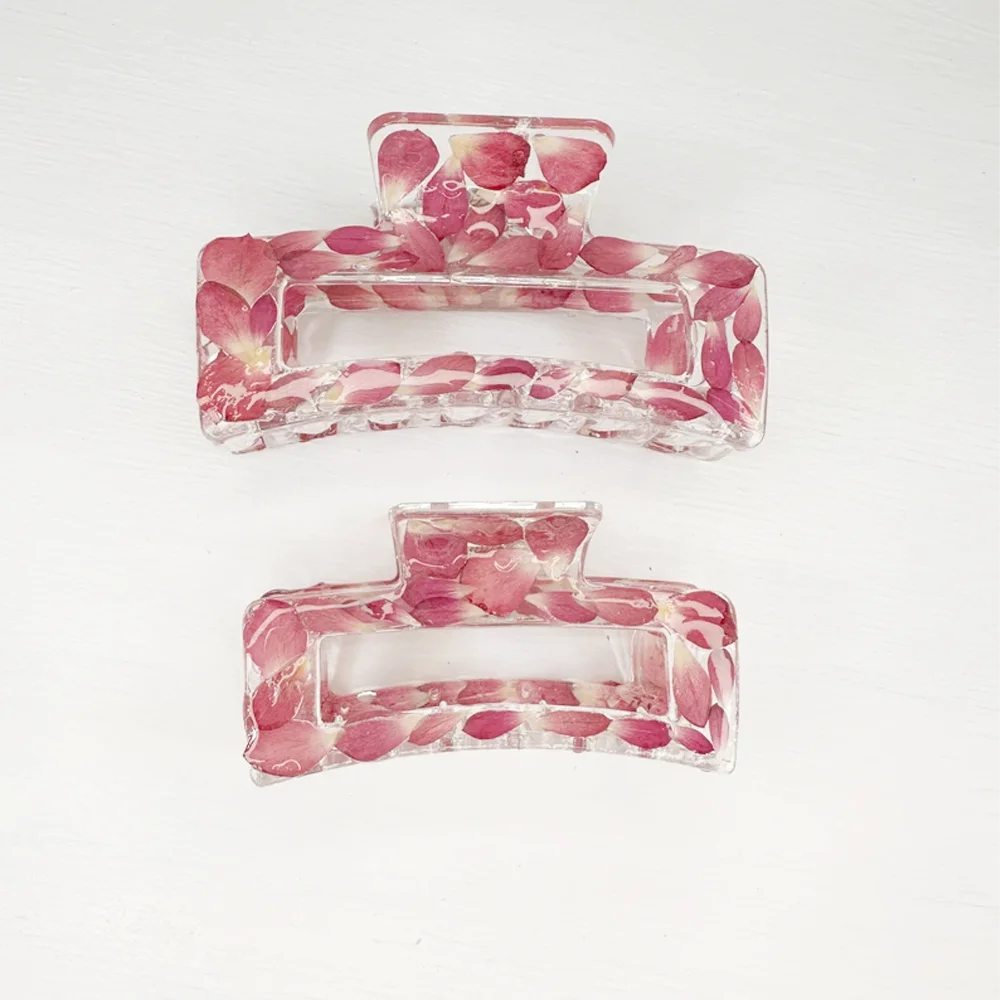 Wholesale Spring Fashion Jewelry High Quality Real Rose Petal Real Pressed Flower Hair Claw For ...
