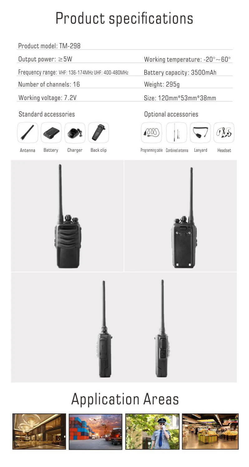 Tm-299 Professional Walkie-talkie,Tail Tone Elimination,Dual-tone Multi ...