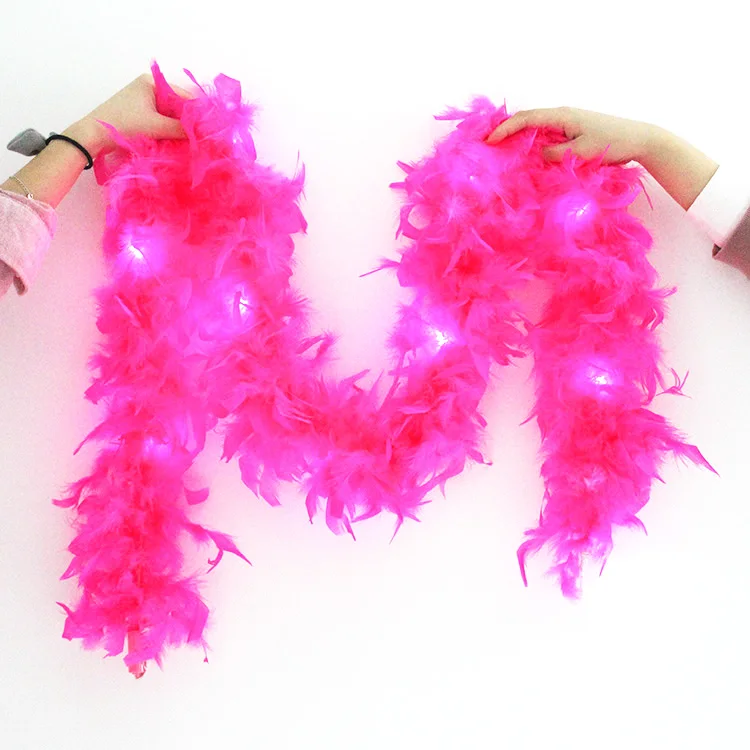 Bar Party Event Supplier Led Light Up White Feather Boa For Wedding ...