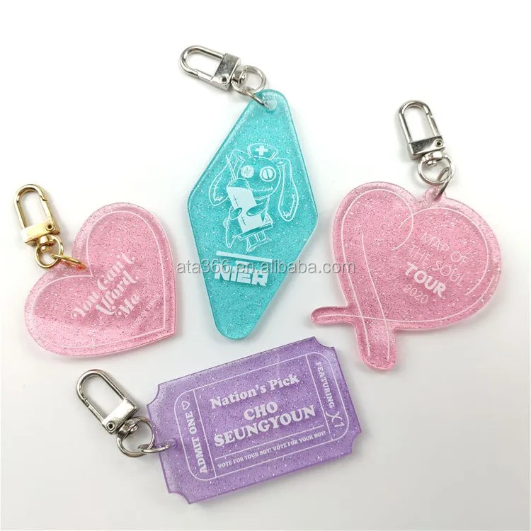 Custom Clear Acrylic Keychains with UV Printing Anime Logo