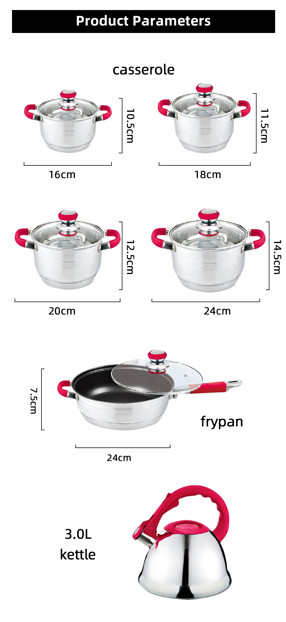 Luxury German Style Stainless Steel Kitchen Ware Non Stick Cookware Set ...