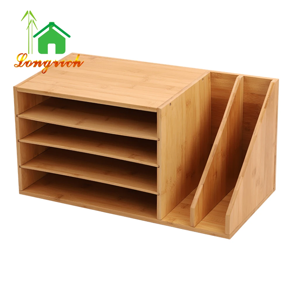 Bamboo Office Desk Countertop Document Holder Desktop Paper Bamboo File ...